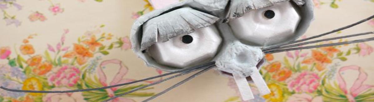 Rabbit Wall Bust Egg Carton Craft