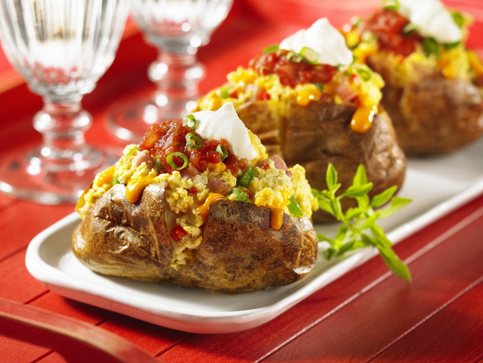 Western Scramble Topped Baked Potatoes