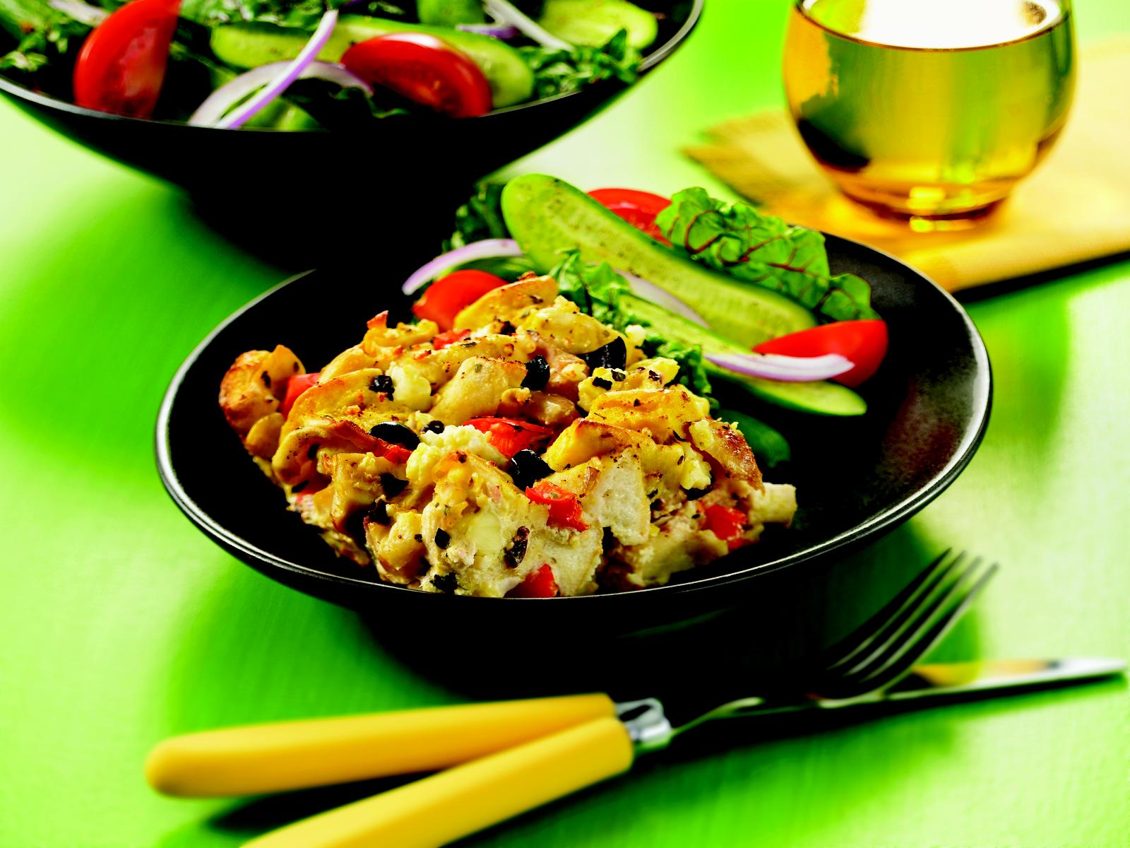 Greek Lemon & Chicken Strata